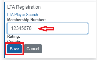 Article: Entering a player's LTA Advantage number - League Active